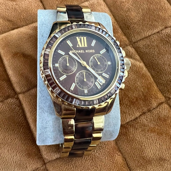 Michael Kors | Accessories | Michael Kors Watch Gold Tonetoirtose Shell ...